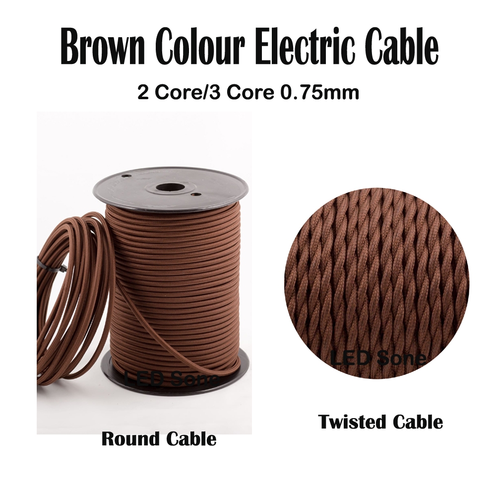 Braided 3/2 Core Twisted 3Core Round Brown Colour 0.75mm Fabric ...