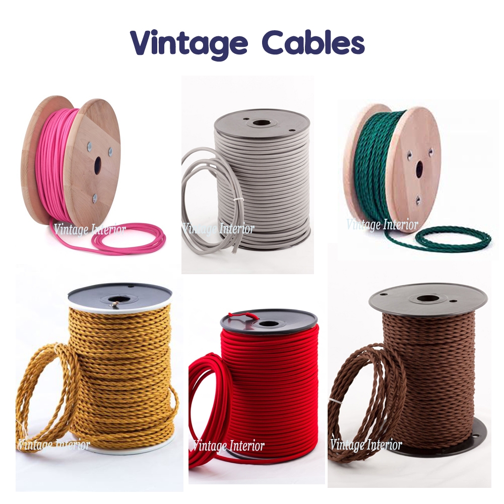 Vintage Fabric Lighting 3/2Core Cord Braided Electrical Cable Round ...