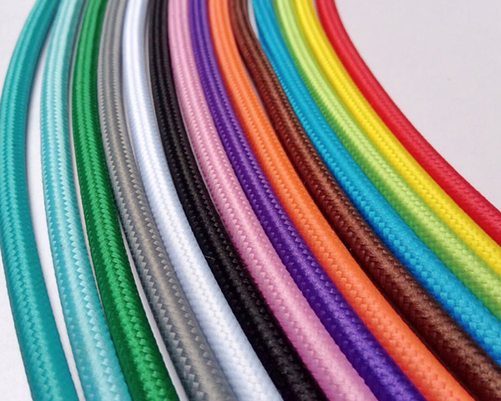 2Core Round Silk Braided Vintage Fabric Coloured Lighting Cable Flex 0 ...
