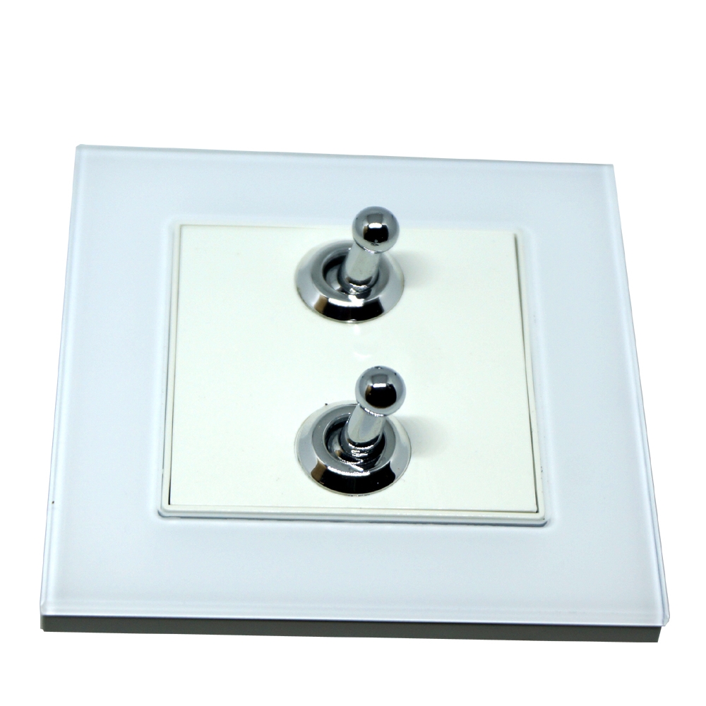 1 2 3 Gang Wall Light Toggle liver switches Glass Finish Screw-less ...