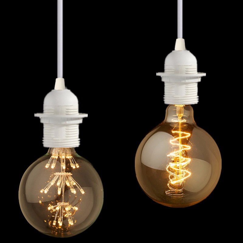 E27 3 Pin UK 3A Plug In Light Bulb Holder With Inline Switch & Lamp ...